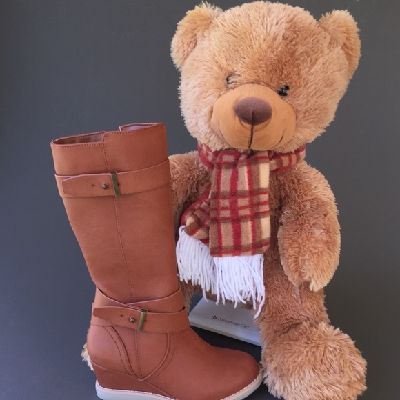 Shoes | Hp Girls Wedge Crisscross Cognac Boots | Poshmark